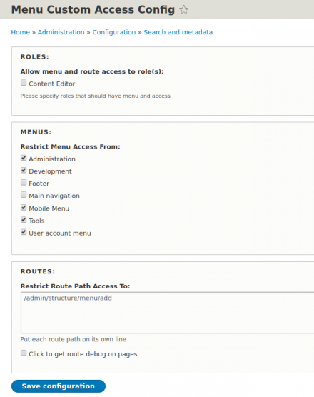 Menu Custom Access